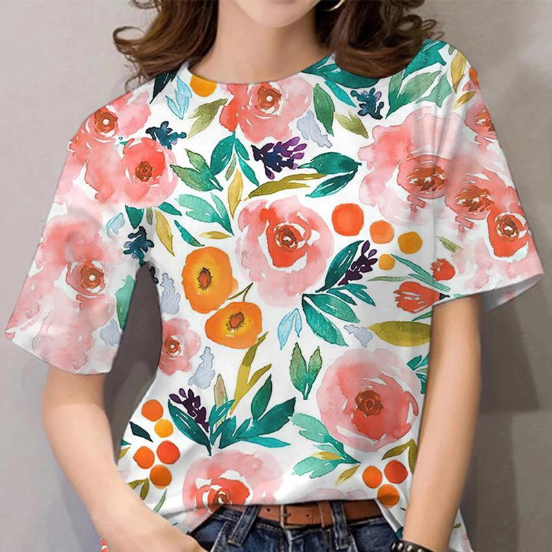 2568 Women's Flower pattern T-shirt for women Clothing Rainbow - TikTok ...