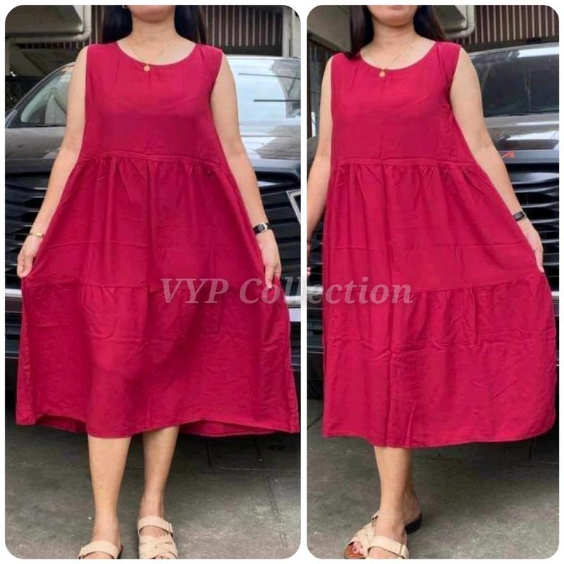Plus size challis plain sleeveless/Sando dress fit up to 2xl - TikTok ...