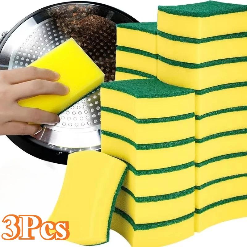 3Pcs Kitchen Dishwashing Sponge Soft Absorbent Clean Rub Pot - TikTok ...
