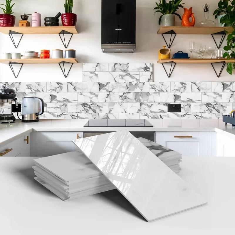 Crystal marble tile wall sticker thickened PET waterproof self-adhesive ...