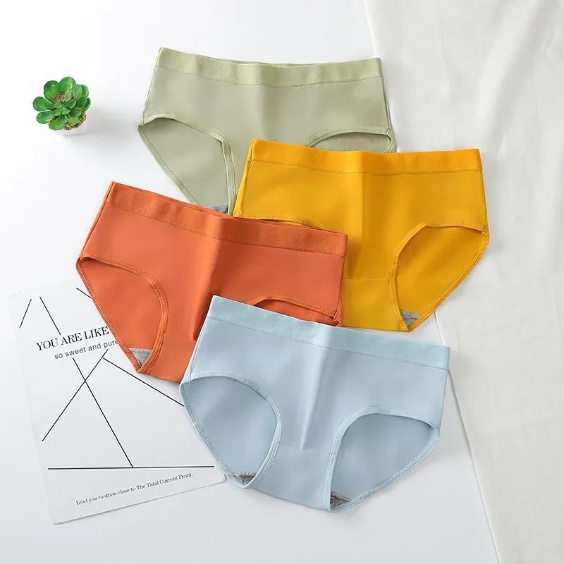 Cotton Panties Underwear Set Women Solid Color Panties Lingerie ...
