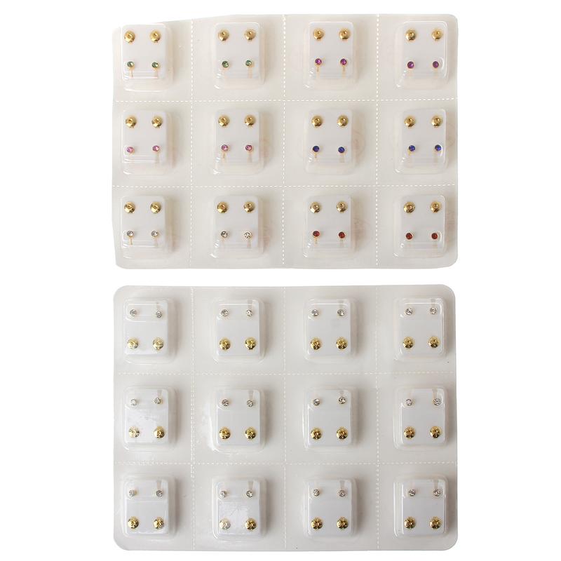 Set Subang Kristal, 12x Pelbagai Tindik, Comel dan Elegan, Gaya Vintaj ...