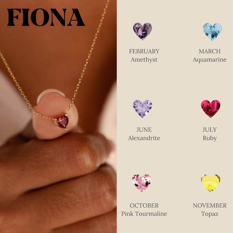 【FIONA】Fashion Stainless Steel minimalist Mini Heart Birthstone ...