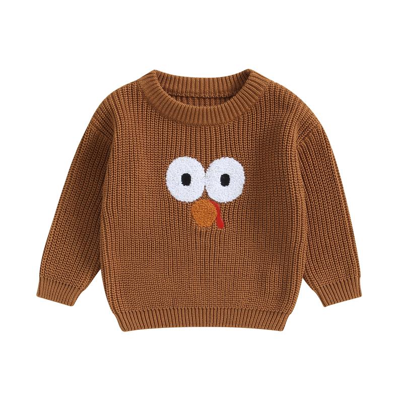 Toddler Girls Boys Sweater Thanksgiving Clothes Turkey Embroidery ...