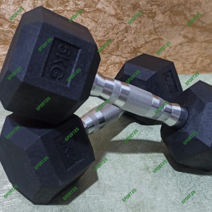 Jual Dumbell Dumbel Dumbbel Dambel Hex Hexagonal Rubber ROX 5 Kg ...