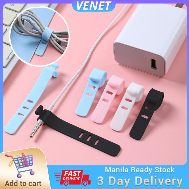 10 Pcs Silicone Cable Ties Cord Organizer Wrap Reusable Washable ...