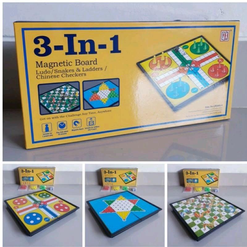 3 in 1 Magnetik Ludo Ular Tangga Halma Permainan Papan Magnet - Shop ...