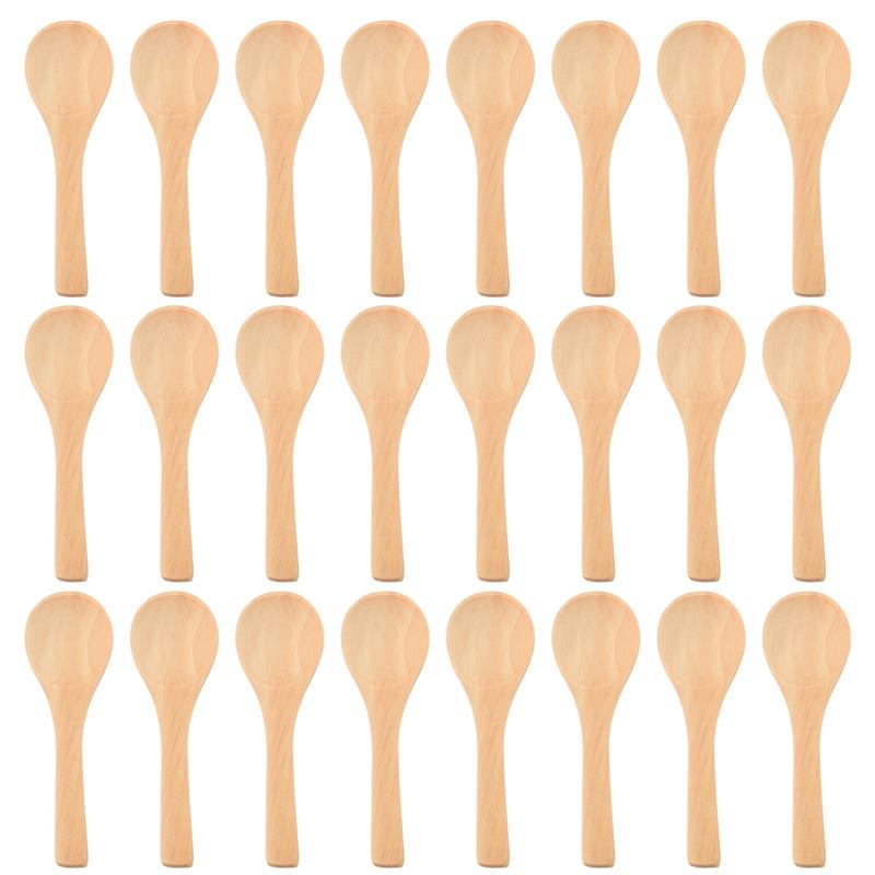 50 Pieces Small Wooden Spoons Mini Nature Spoons Wood Honey Teaspoon ...