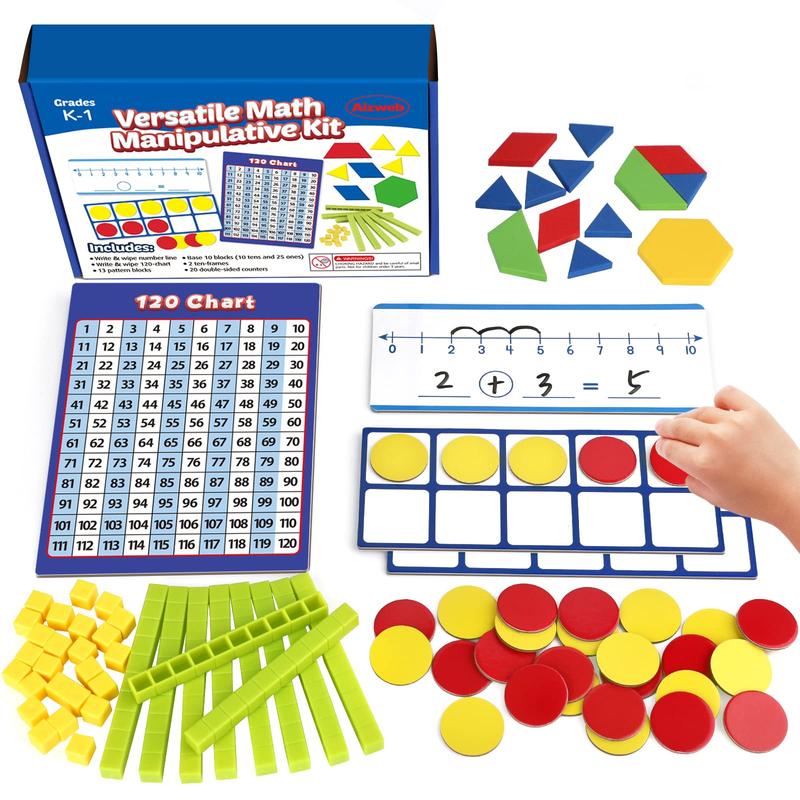 Versatile Math Manipulatives Kit With Ten-Frames,Base Ten Blocks,Math ...