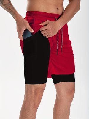 Men's 2 in 1 Running Track Shorts for Spring, Breathable Comfort ...