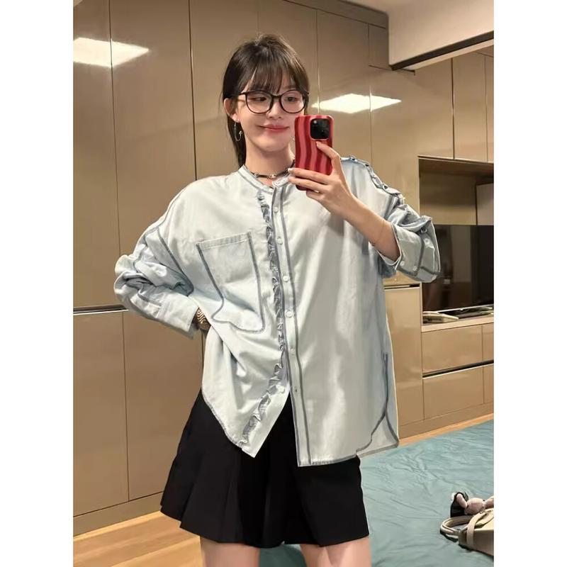 CHICMORE Atasan kemeja wanita lengan panjang modis untuk wanita - Shop ...