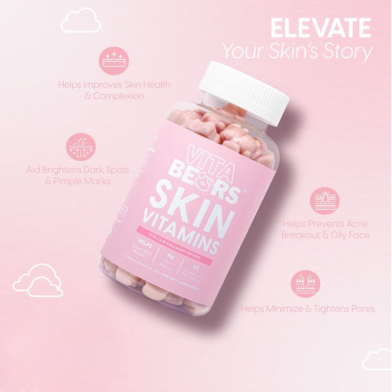 Vitabears Skin Vitamins Glutathione & Collagen - Vegan Gluten-free ...