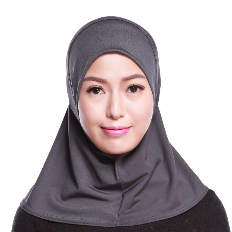 Women Mini Hijab Scarf Solid Color Muslim Cotton Headscarf Islamic ...