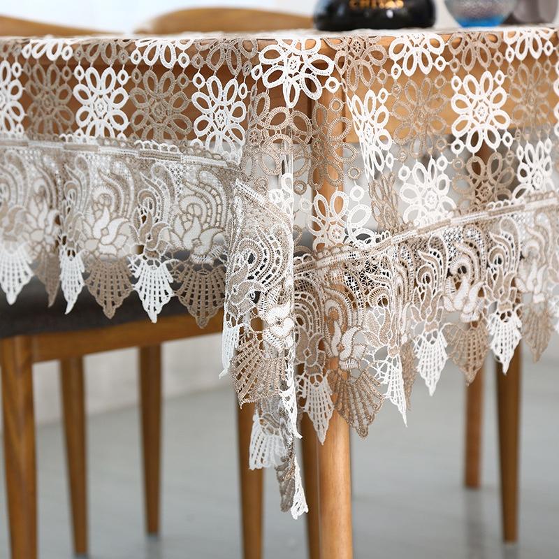White Brown Two Tone Cotton Crochet Lace Tablecloth Dust-Proof - TikTok ...
