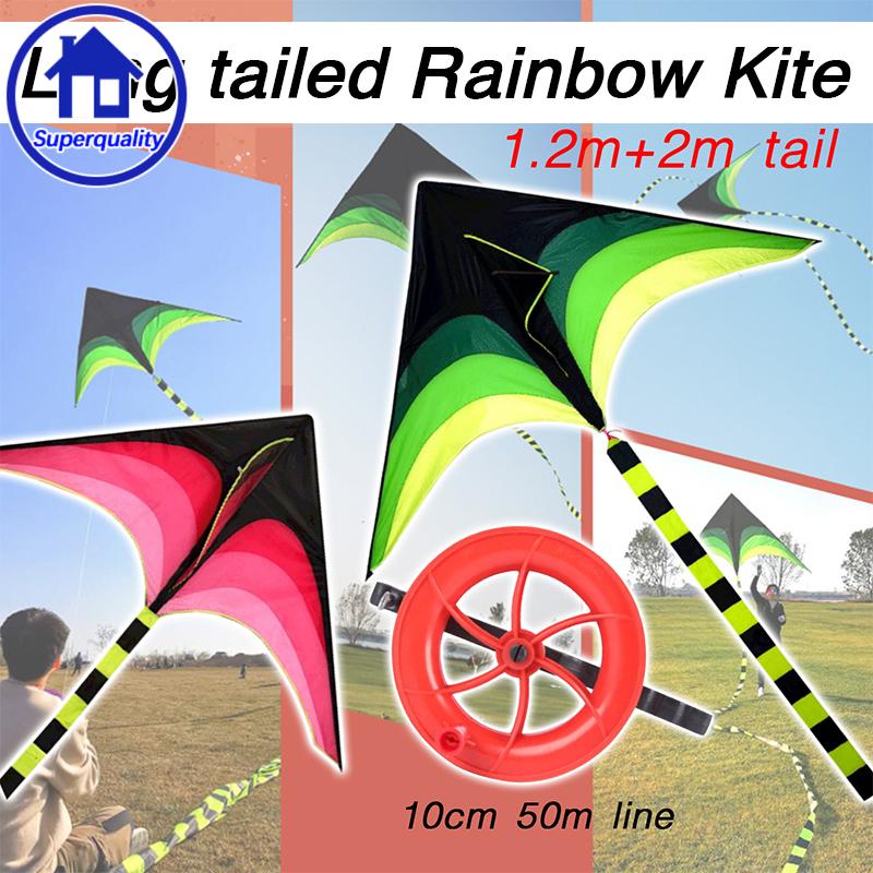 Long tail rainbow kite with kite string 50m Outdoor beach garden ...