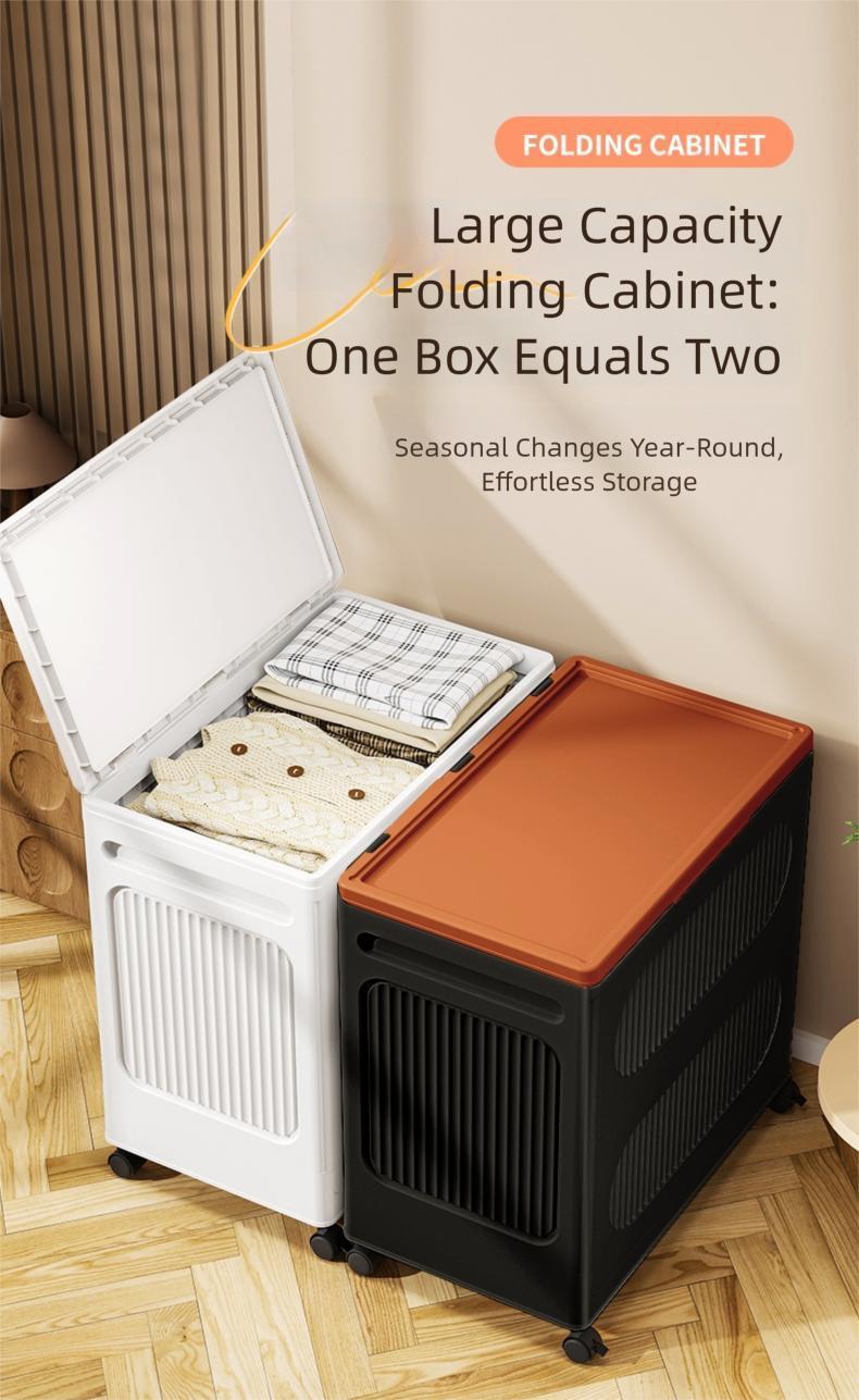 【DJ】60cm Plastic Storage Organizer Box With Lid & Wheels for Clothes ...