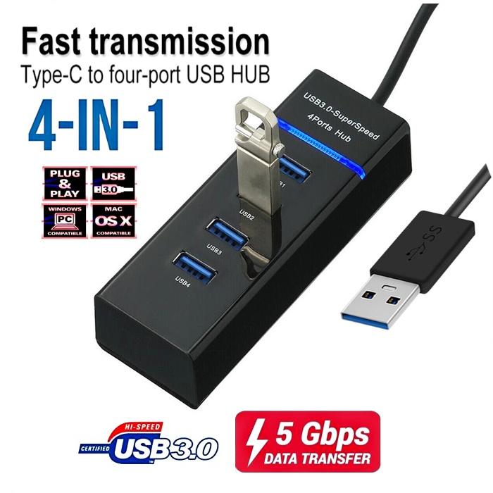 120cm USB HUB 3.0 5Gbps Splitter 4 Ports Adapter Fast Data Transfer ...