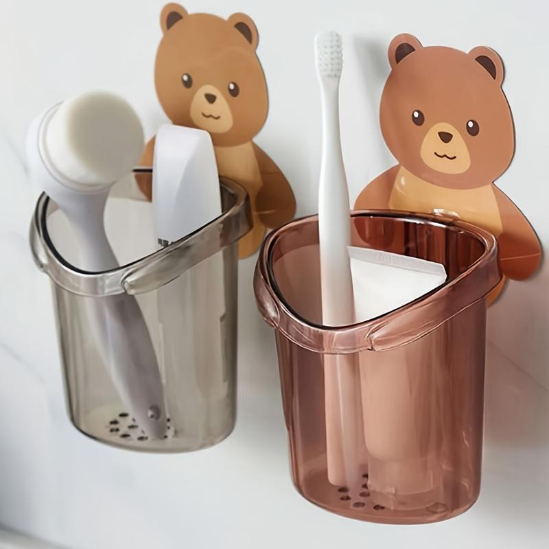 1 bathroom teddy bear hug toothbrush cup toothpaste storage rack ...