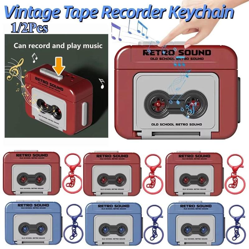 1/2Pcs Retro Recorder Keychain Play Music Box Decoration Cassette ...