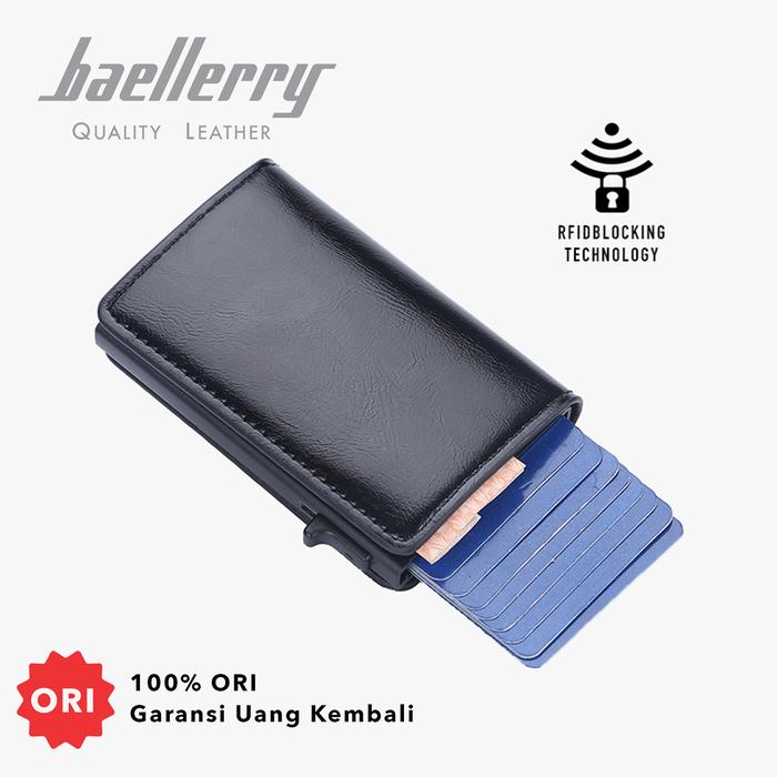 Promo Dompet Kartu Pria Kulit PU RFID Protector Card Holder BAELLERRY ...