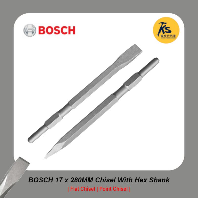 BOSCH 17 x 280MM Chisel ( Flat | Point ) with Hex Shank - TikTok Shop ...