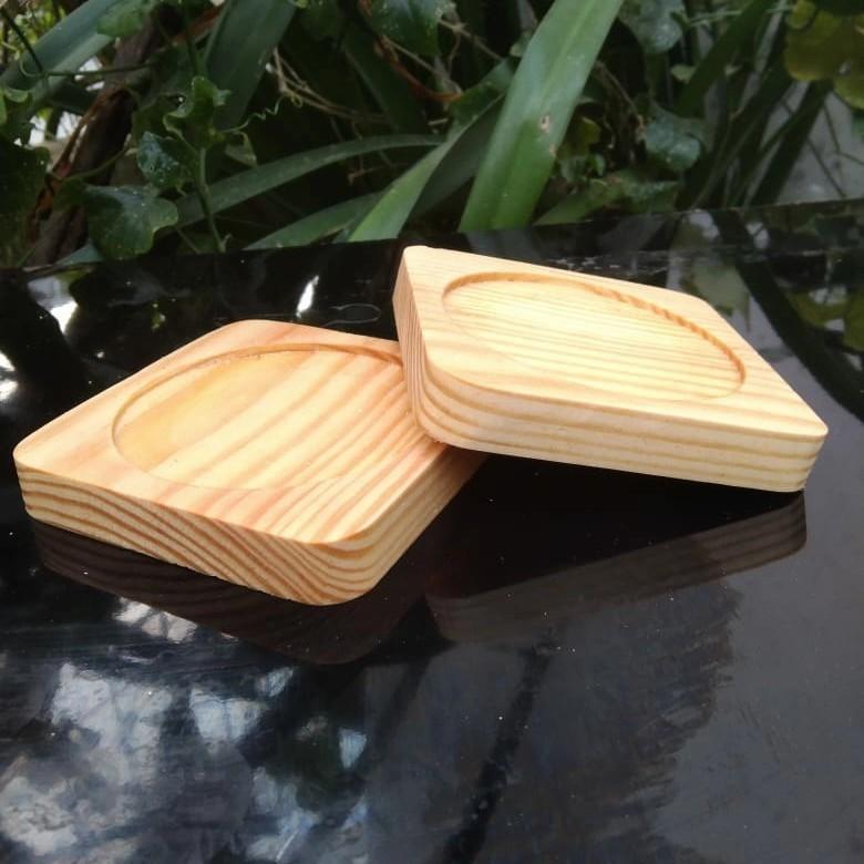 tatakan gelas kayu unik dan estetik wooden coaster ukuran 9x8 Kotak ...
