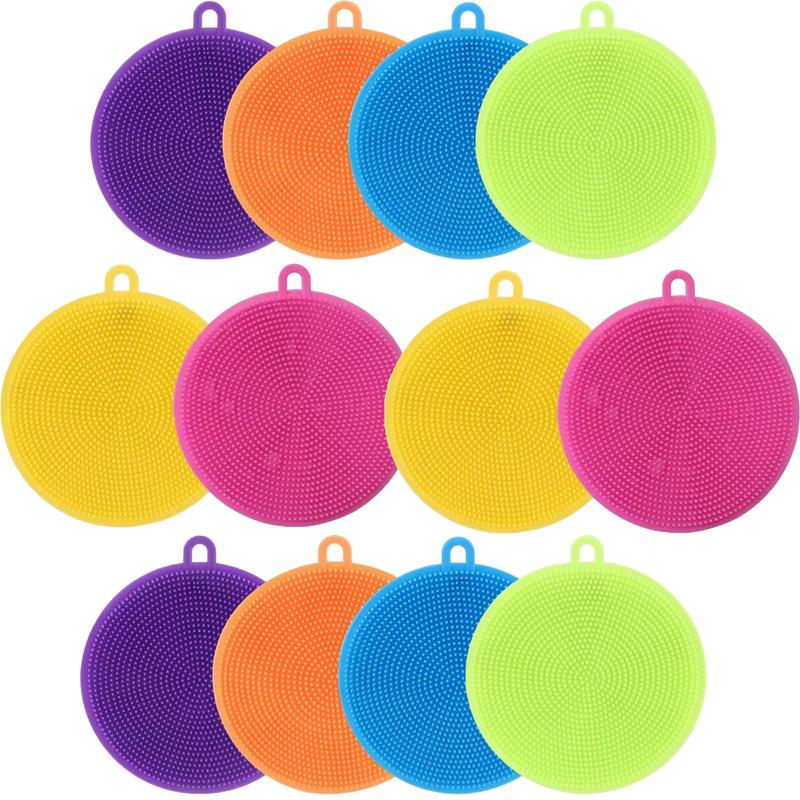 Silicone Dish Scrubber 12 Count Sponge Brush Food Grade Bpa Free ...