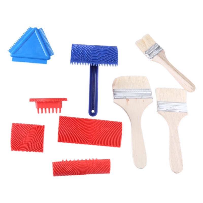 Alat Cat Tekstur Kayu, Set 9Pcs, Berus Cat, Diperbuat daripada - TikTok ...