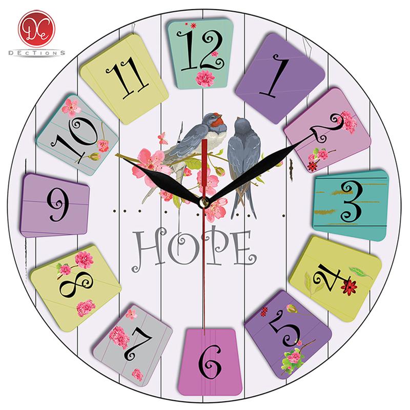Dections Jam Dinding Unik Vintage Shabby Hope Burung Sweep Movement ...