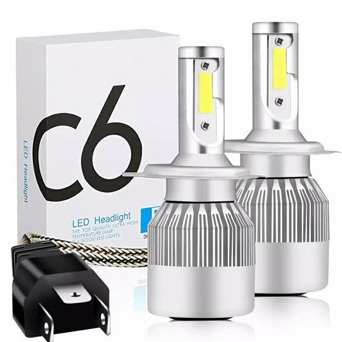 Jual led headlight headlamp lampu utama mobil led COB H4 bohlam hi lo ...