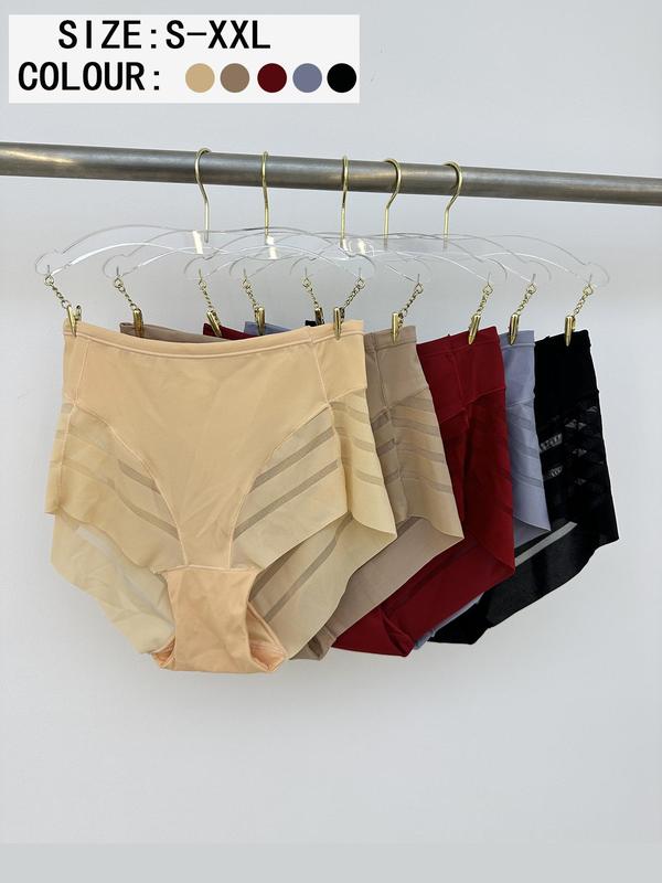 Women's Solid Contrast Mesh Panty, Soft Comfy Breathable Knicker ...