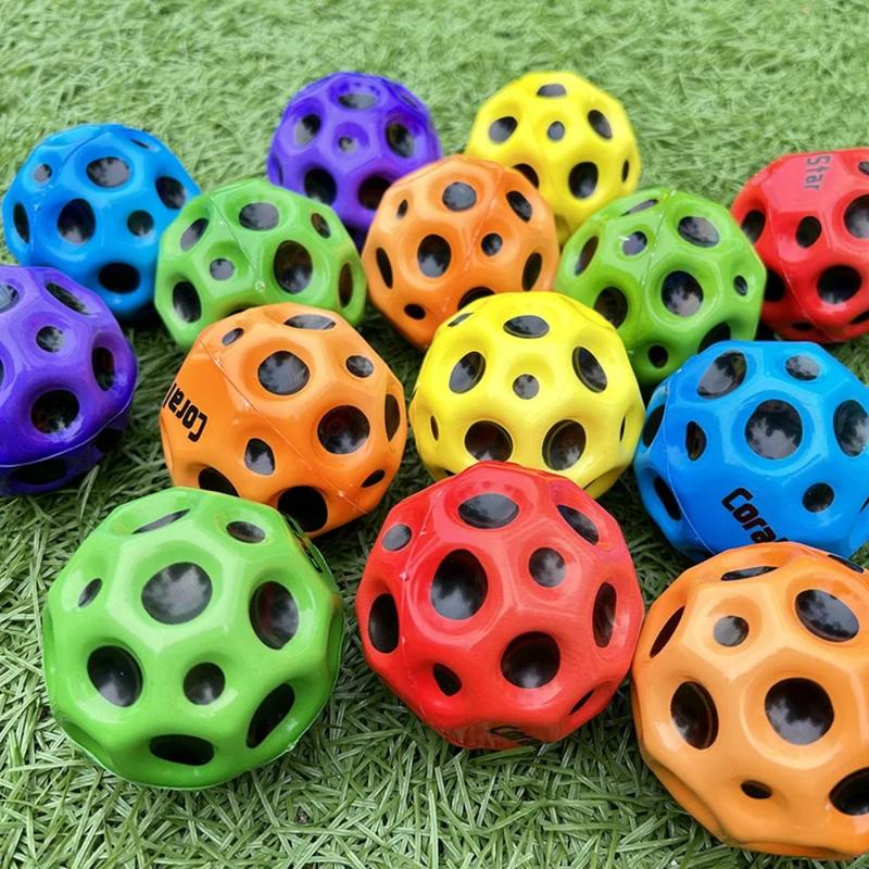 High Resilience Hole Ball Soft Bouncy Ball Anti-fall Moon Shape ...