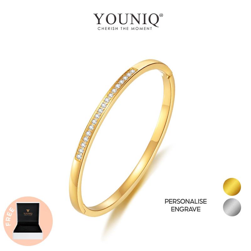YOUNIQ ELAINE 18K Gold / Silver Titanium Bangle EG - TikTok Shop Malaysia