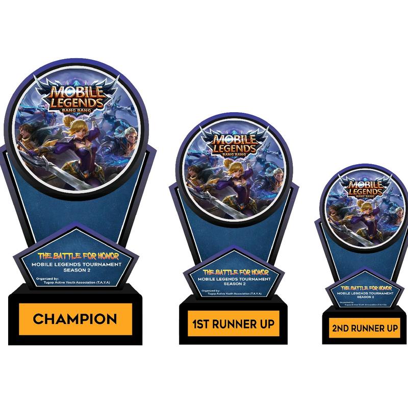 MOBILE LEGENDS ACRYLIC TROPHY SET ( champion,1st,2nd runner up ...