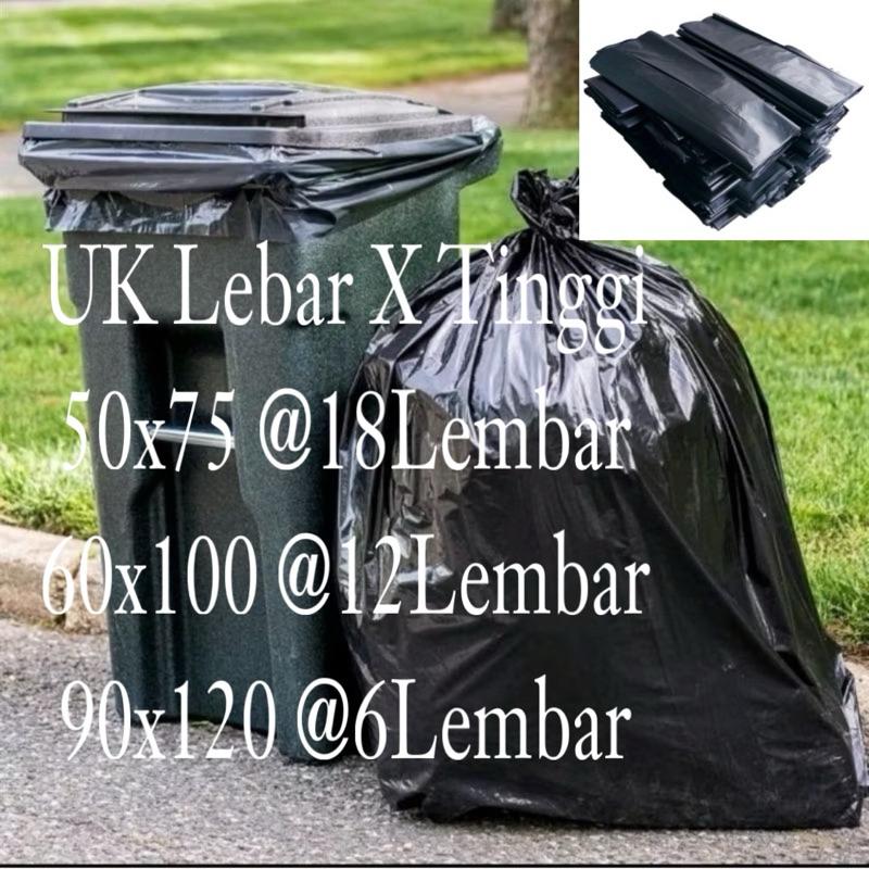 Kantong Plastik Sampah / Trash Bag Hitam Ukuran 50 x 75 / 60 x 100 / 90 ...