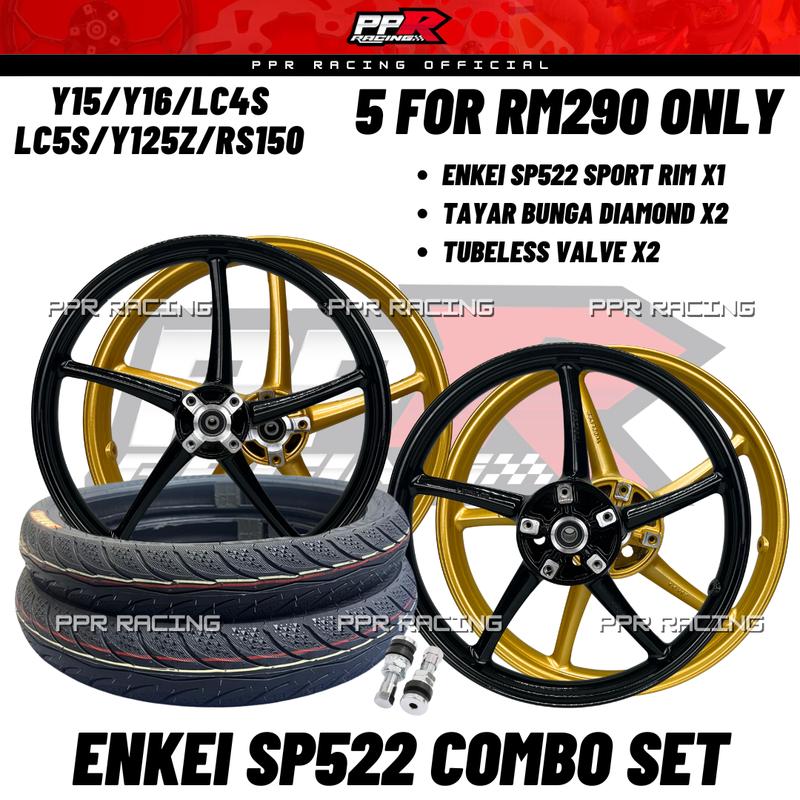 ENKEI SP522 SPORT RIM COMBO SET TAYAR GRT ROSSO BLACK GOLD Y15ZR ...