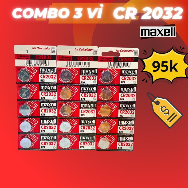 Pin CR2032 Maxell 3V combo 3 vỉ Pin thay remote xe máy oto smart ...