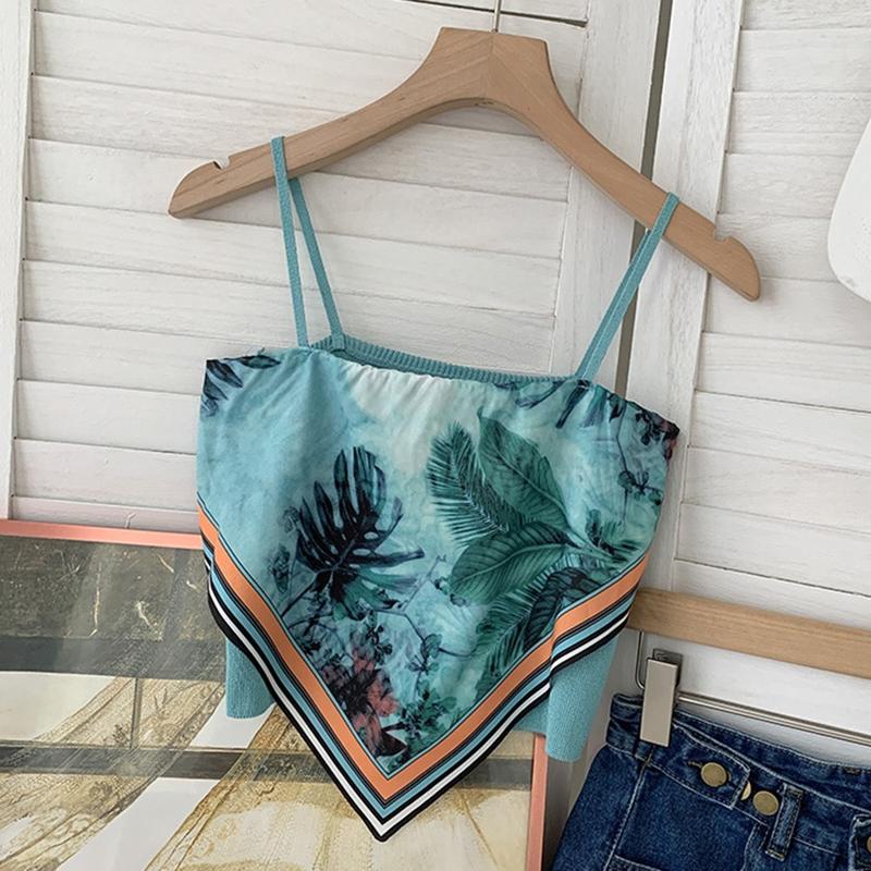 Women Satin Tie Back Knot Spaghetti Straps Tube Crop Top Sleeveless ...