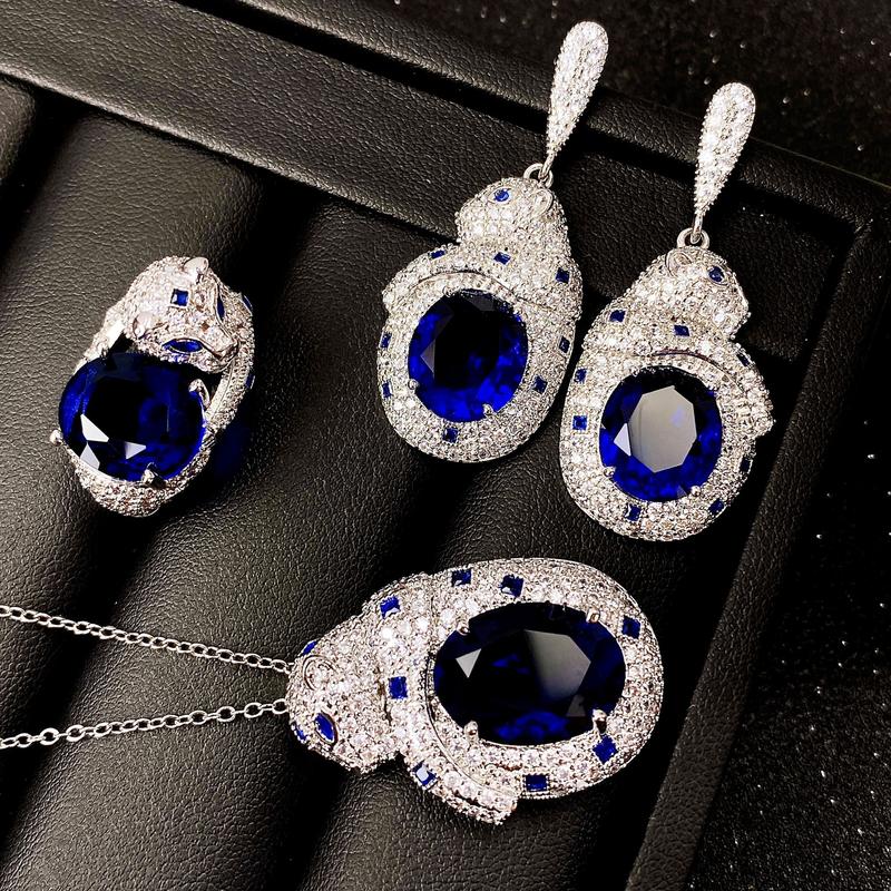 Gao Ding Jewelry Royal Sapphire Emerald Leopard Suit Luxury Full ...