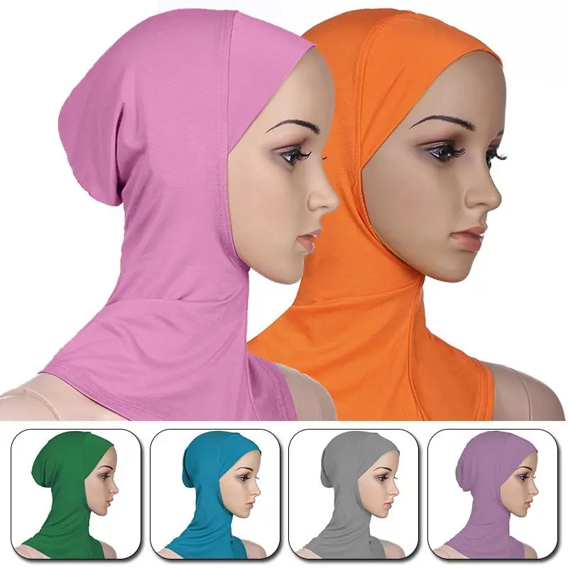 Women Muslim Headscarf Stretchable Inner Hijab Caps Islam Jersey Cotton ...