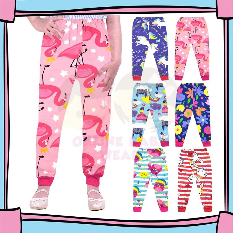 (6Y-9Y) Full Cotton Girl LONG CUFF PANT Can Choose Design Seluar ...
