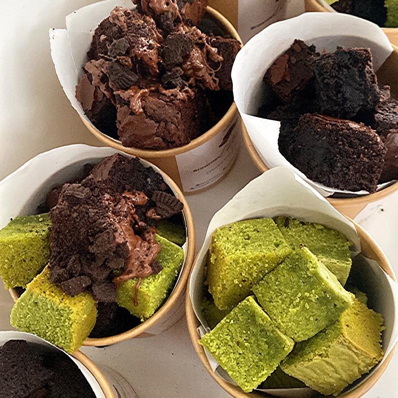 Fudgy Brownies Bites Matcha Cokelat 12 Cubes Food Frozen Kue Makanan ...