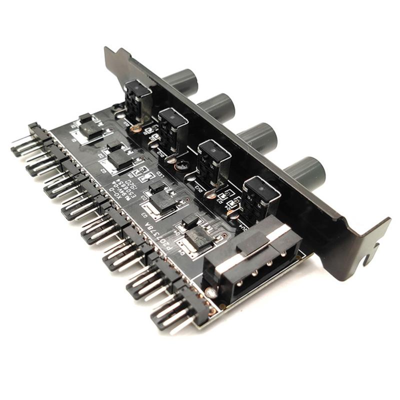 12V 4Pin/3Pin Fan Hub Speed Controller Knob 8 Port PC Case Cooling ...