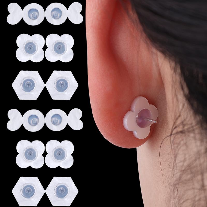 1/3/5pairs Silicone Earring Backs Hooks Stoppers Round Ear Plug Blocked ...