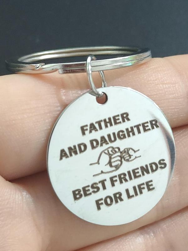 Round Stainless Steel Keychain, Dad and Daughter Hand Patter - TikTok Shop