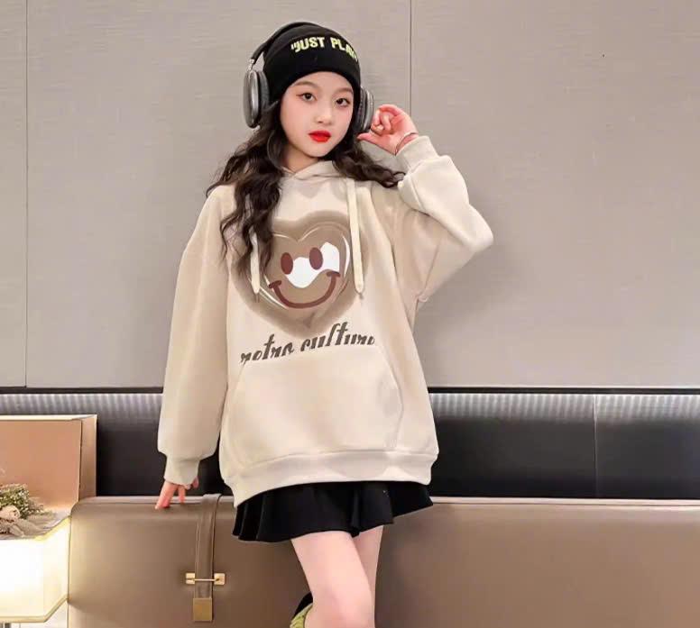 Áo HOODIE in hình trái tim 2 màu cực đẹp , cho bé gái từ 14-45Kg ...