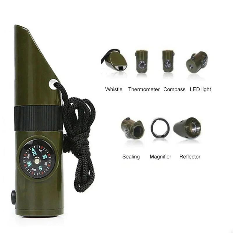 7In1 Emergency Survival Whistle Compass Multifunction Tool Magnifier ...