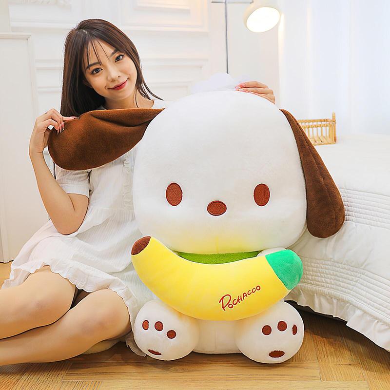 Cute Sanrio Banana Pochacco Plush Toy Kawaii Big Ear Dog Cartoon ...