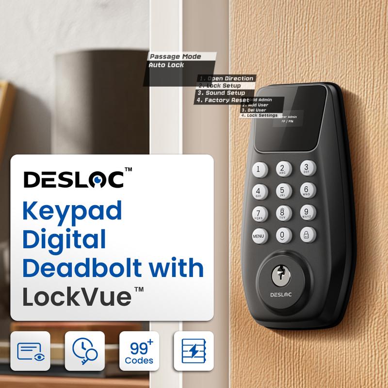 DESLOC Keypad Digital Deadbolt with LockVue | Keypad Deadbolt with ...