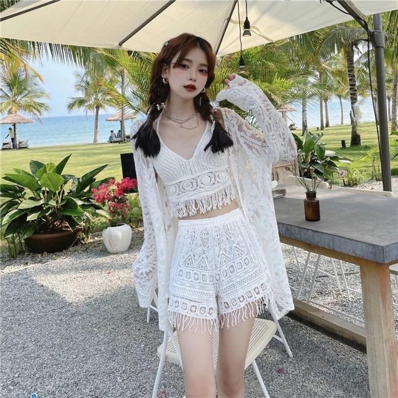 Beach Vacation Suit Korean Style Lace Sun Protection Coat + Small Sling ...